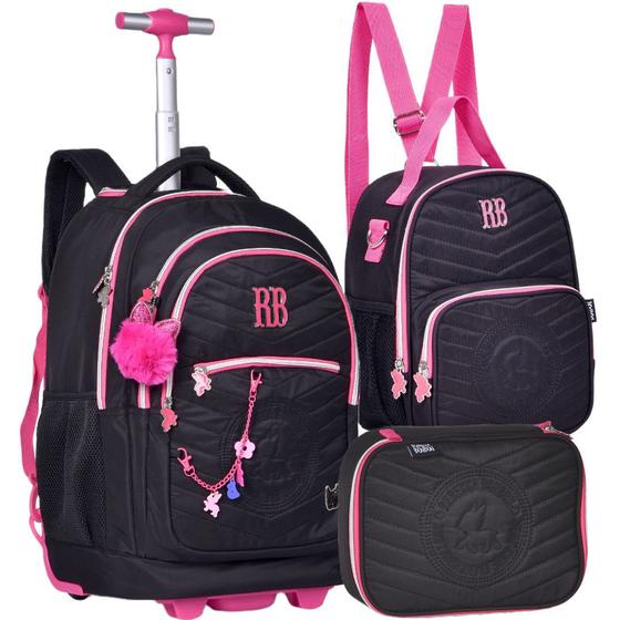 Kit Bolsa Escolar Mochila Rodinhas Com Lancheira E Estojo RB - Rebecca ...