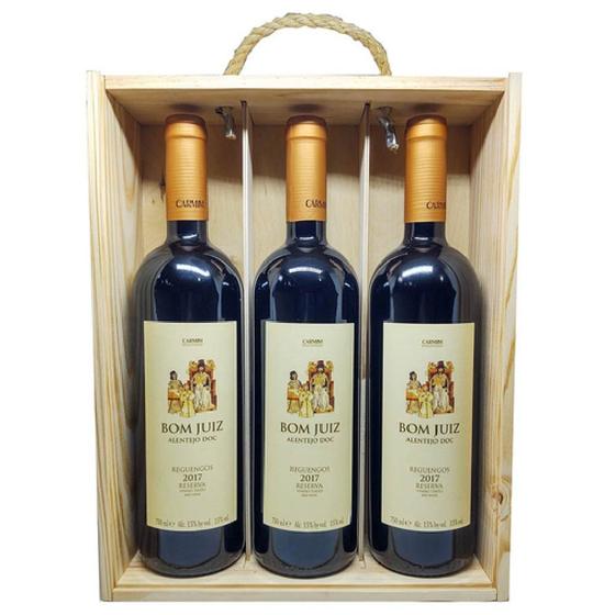 Kit Bom Juiz 3 unidades com Caixa de Madeira, Carmim, Alentejo, 750ml ...