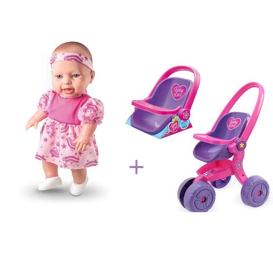 Kit Boneca Mariah Cantigas Roda + Carrinho Baby Love Alive - Milk ...