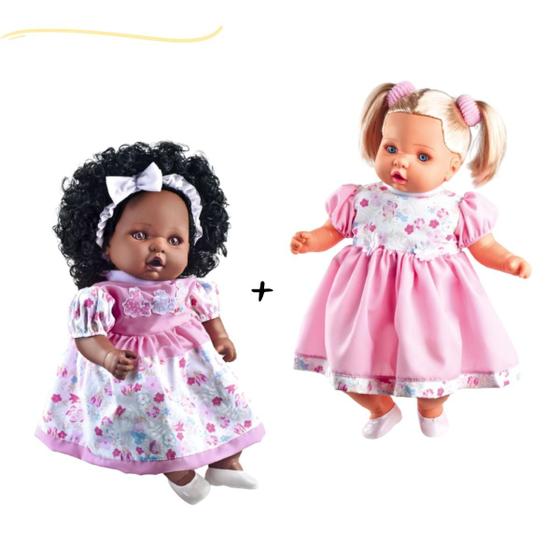 Kit Boneca que fala duas bebes com cabelo boneconas falantes realista ...