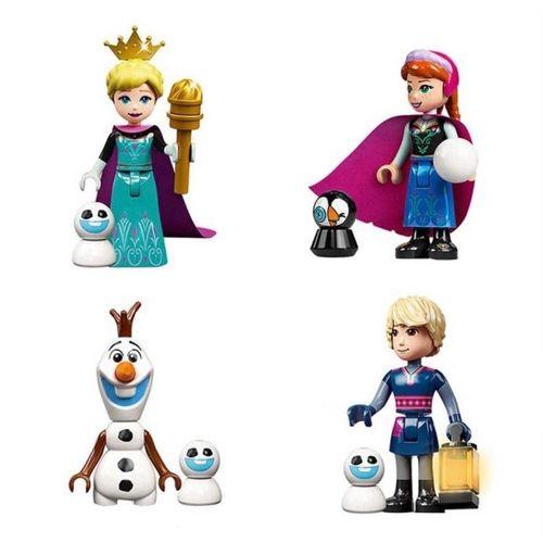 Kit bonecos frozen anna elsa olaf christopher disney blocos de montar ...