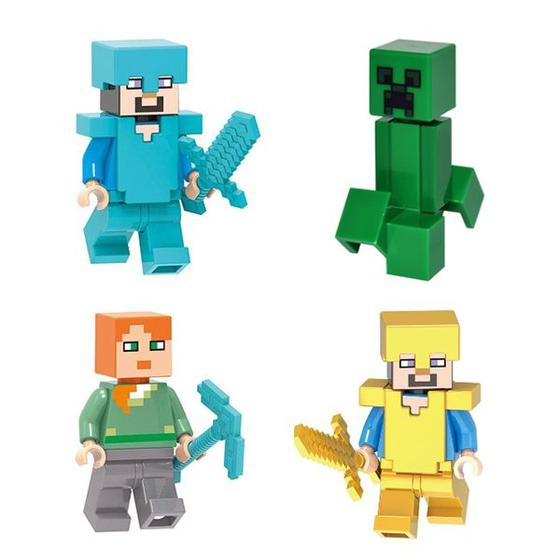 Kit bonecos minecraft steve creeper blocos de montar - Brinquedos de ...