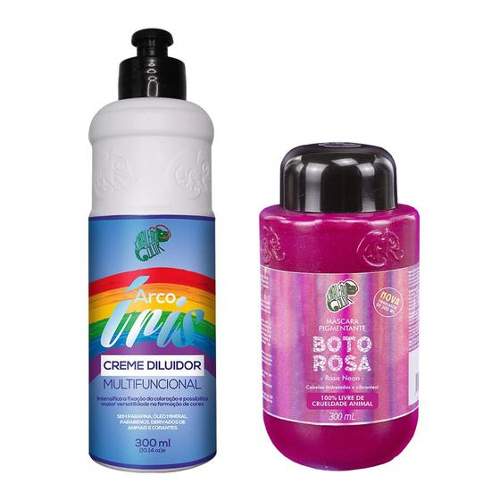 Kit Boto Rosa E Diluidor Arco Iris 300ml Kamaleão Color Tinta Fantasia ...