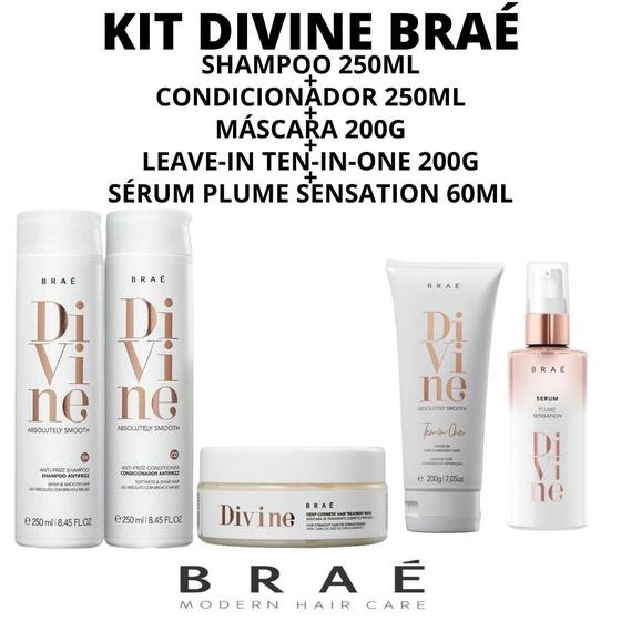 Kit Braé Divine Shampoo 250ml + Condicionador 250ml + Máscara 200g ...
