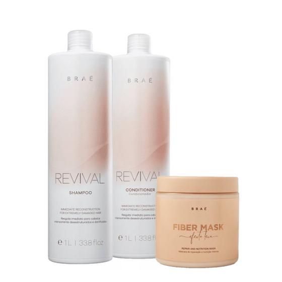 Kit Brae Revival Renovação Fiber Mask Salon (3 Produtos) - BRAÉ - Kit ...