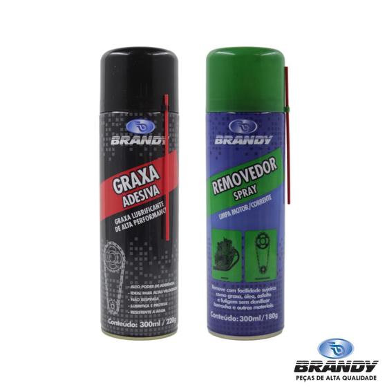 Kit Brandy Spray Removedor Limpa Corrente + Graxa Adesiva - Removedor ...