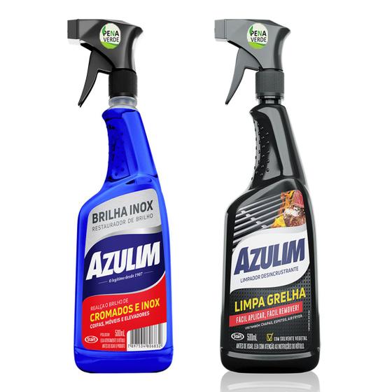Kit Brilha Inox Azulim Para Aço +Limpa Grelhas 500ml Azulim - Produtos ...