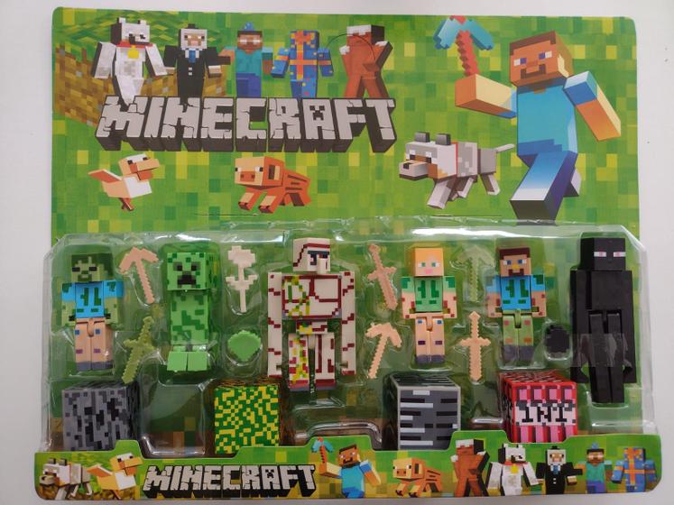 kit Brinquedo Minecraft com 6 Personagens e 4 Blocos - brinquedosneide ...