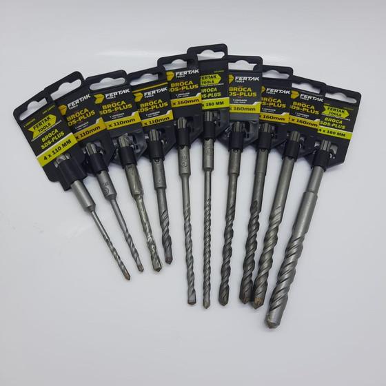 Kit Brocas Sds Plus 10 Peças 4, 6, 8, 10, 12, 14Mm + estojo - FERTAK ...