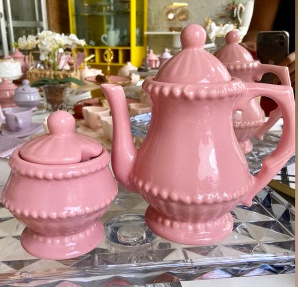 Kit Bule e Açucareiro Rosa de Cerâmica - Btc - Bules - Magazine Luiza