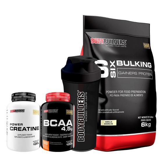 Kit Bulking Protein 6kg + Creatina 100g + BCAA 100g + Coqueteleira ...