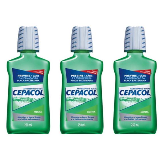 Kit C/03 Cepacol AntissÉPtico Bucal Menta 250ml - Antisséptico ...