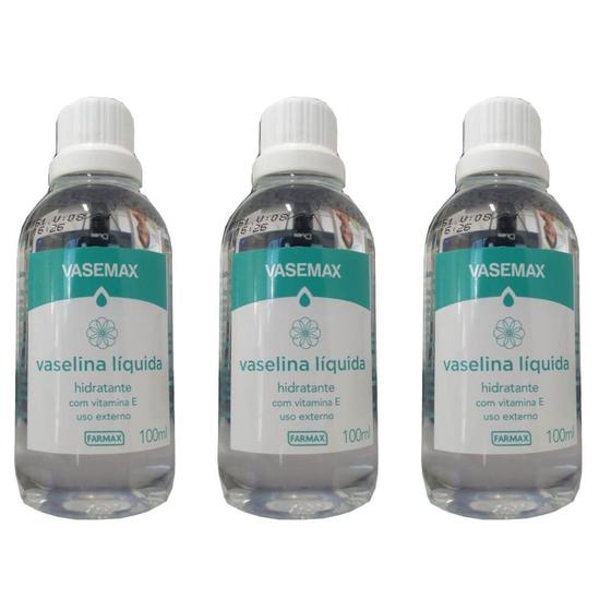 Kit C/03 Farmax Vasemax Hidratante Vaselina LÍQuida 100ml - Cuidados ...
