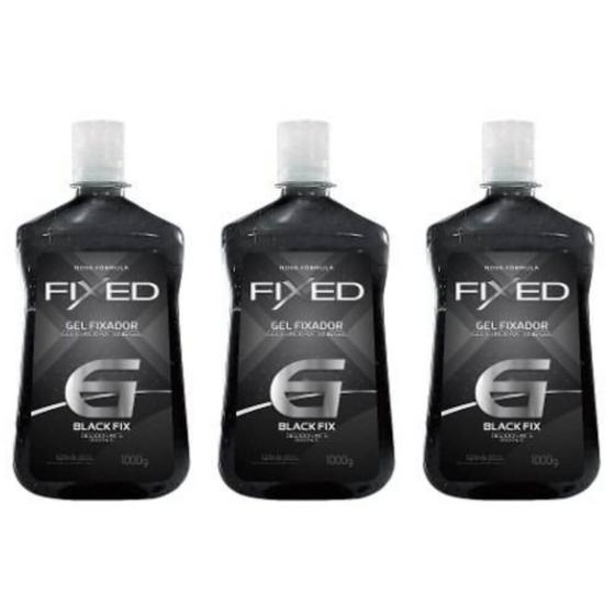 Kit C/03 Fixed Gel Fixador Hiper FixaÇÃO Preto 1kg - Modelador e ...