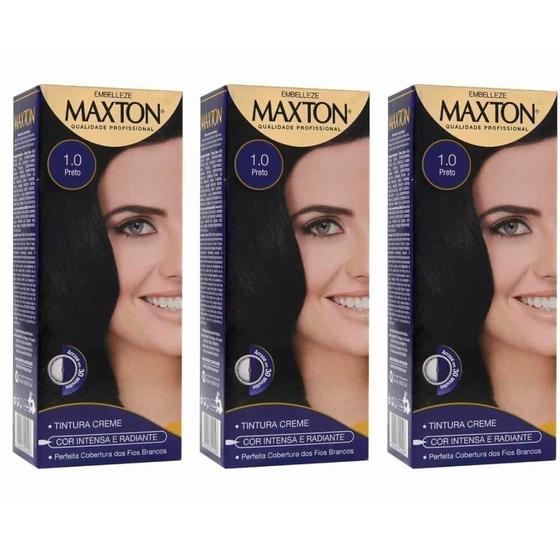 Kit C/03 Maxton Tinta 1.0 Preto - Tinta de Cabelo - Magazine Luiza