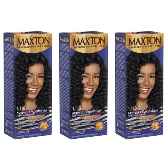 Kit C/03 Maxton Tintura Kit 1.110 Preto Intenso 50g - Tinta de Cabelo ...