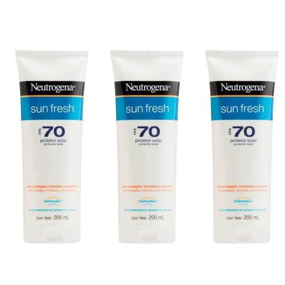Kit C/03 Neutrogena Sun Fresh Fps70 Protetor Solar 200ml - Protetor ...