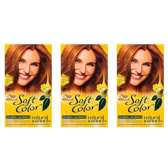 Kit C/03 Soft Color ColoraÇÃO Kit 743 Louro Acobreado - Tinta de Cabelo ...