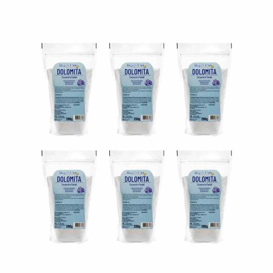 Kit c/ 06 Talcos Corporal e Facial em Pó Dolomita Depile Plus 200g ...
