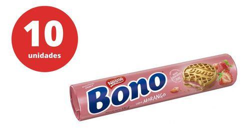 Kit C/ 10 Biscoito Nestlé Recheado Bono Morango 126g - Biscoito ...