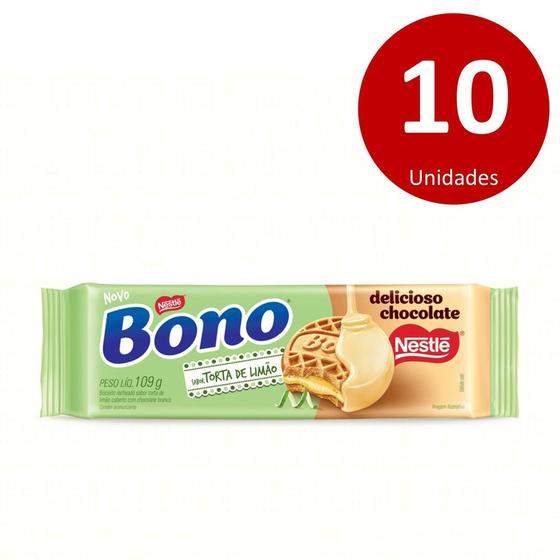 Kit c/10 Biscoitos Bono Recheado Coberto 109g Torta de Limão - Nestle ...