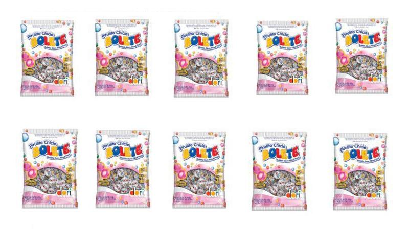 Kit c/10 Pacotes de Pirulito Chicle Bolete Tutti Frutti 50un x 400g ...