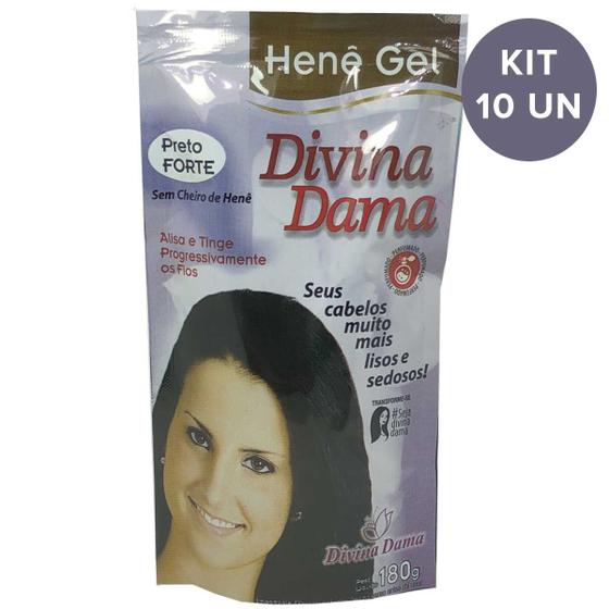Kit C/ 10un Hene Em Gel Divina Dama 180g Forte - Alisamento de Cabelo ...