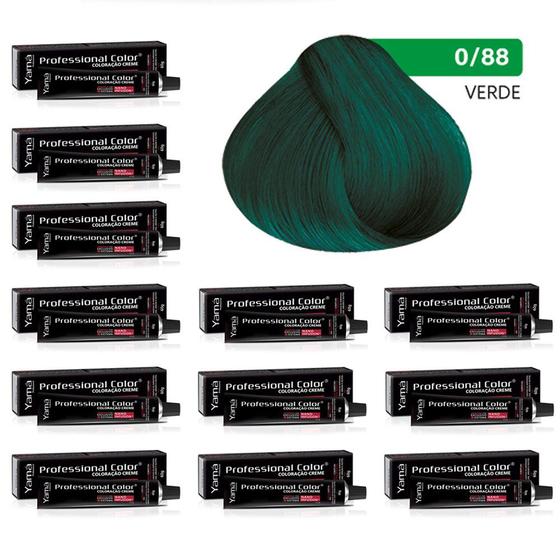 Kit C/12 Colorações Prof Color Nano Mix Verde Yamá - Tinta de Cabelo ...