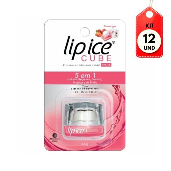 Kit C/12 Lip Ice Cube Fps15 Protetor Labial Morango - Protetor Labial ...