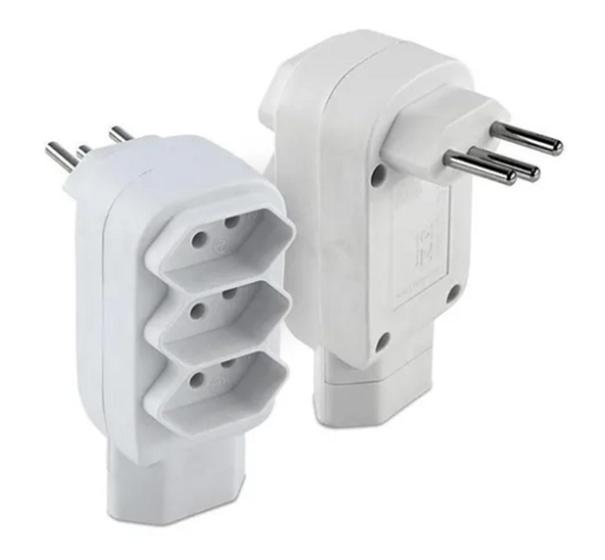 Kit c/ 2 Benjamim Multiplicador Tomadas Tripolar 4 Saída 10a Bivolt ...