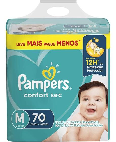 Kit c/ 2 Fralda Pampers Confort Sec Super M 70 unidades - Fralda ...
