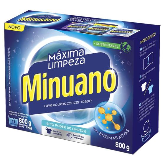 Kit c/ 2 Lava Roupas em Po Conc. Minuano Maxima Limpeza 800g - Sabão ...