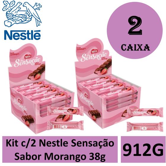 Kit c/2 Nestle Sensação Sabor Morango 38g - Chocolate / Barra de ...