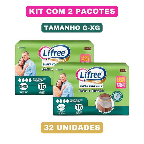 Kit c/ 2 pacotes Fralda Calça Super Conforto Lifree Geriátrica G/XG Com ...