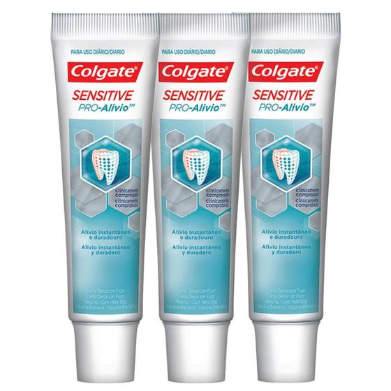 Kit C/ 3 Creme Dental Colgate Sensitive Pro-Alívio 50g - Creme e Gel ...