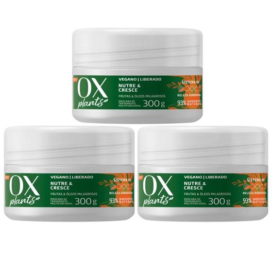 Kit C/3 Creme Multifuncional Ox Plants Nutre E Cresce - 300g - Máscara ...