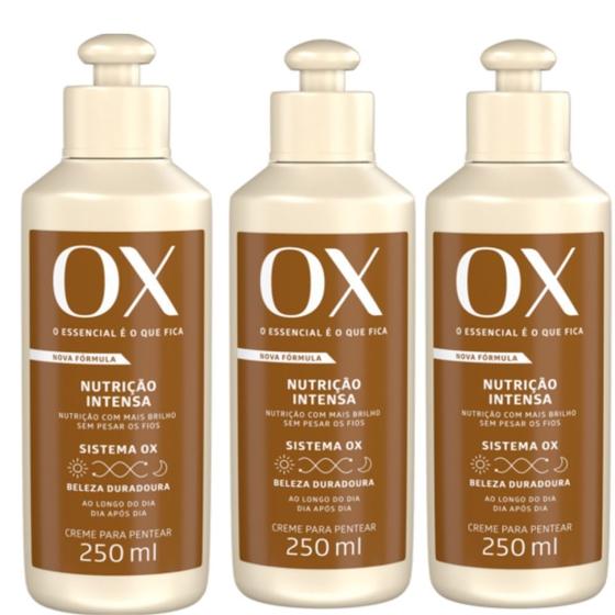 Kit C/3 Creme Para Pentear Ox Nutrição Intensa - 250ml - Desembaraçante ...