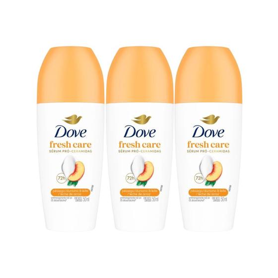 Kit C/3 Desodorante Antitranspirante Dove FRESH CARE Pêssego 50ML 48h ...