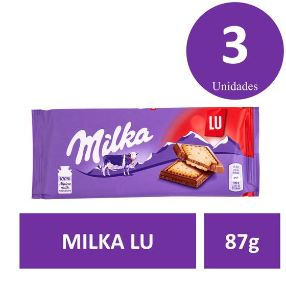 Kit c/3 Milka 87g LU - Chocolate / Barra de Chocolate - Magazine Luiza