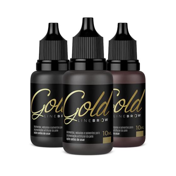 Kit c/ 3 Pigmentos Line Brow MagColor Gold 10ml - NEGRITO - ESCURÍSSIMO ...