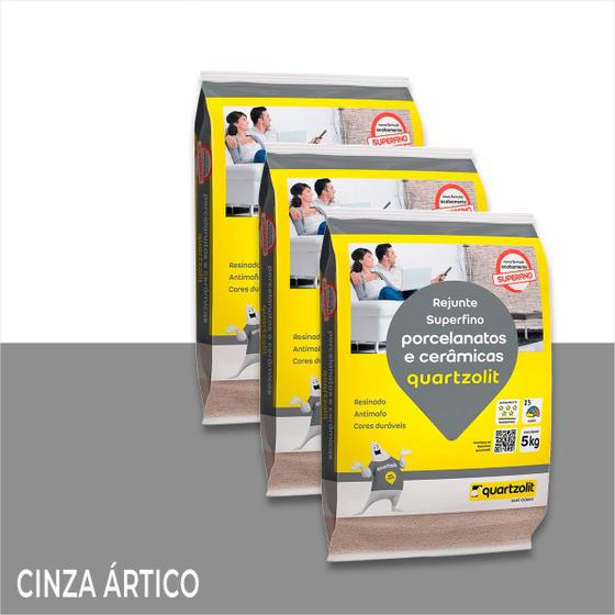 kit c/ 3 Rejunte Porcelanato E Cerâmicas Antimofo Quartzolit 5kg Cores ...