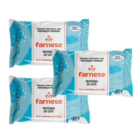Kit c/ 3 Sabonetes em Barra Proteína do Leite Farnese 85g - Sabonete ...
