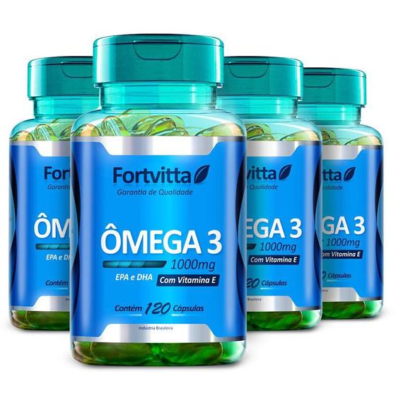 KIT C/ 4 ÔMEGA 3 - 120 Cápsulas 1000mg FORTVITTA - Ômega 3 / Óleo de ...