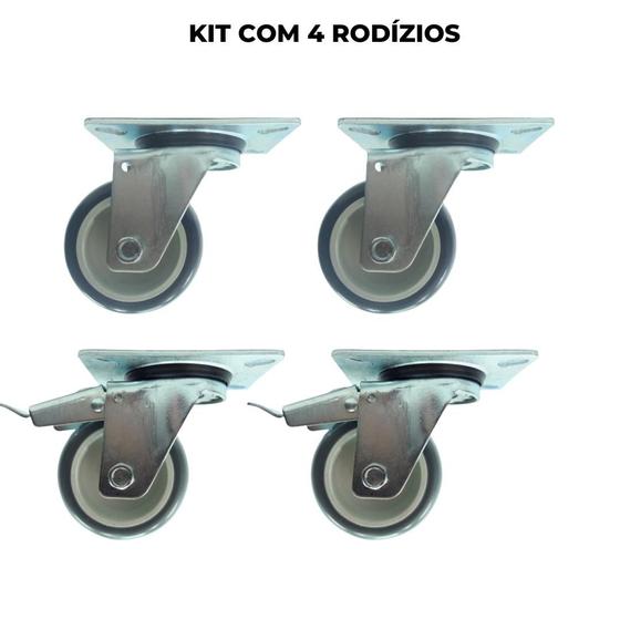 Kit C/4 Rodízios Rodinha Gir 312 Roda Cinza (2c/trav2s/trv) - KMB ...
