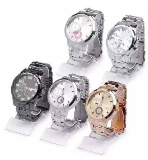 Kit C/ 5 Relógio Masculino Aço Primeira + Caixas E Bateria - RL ...