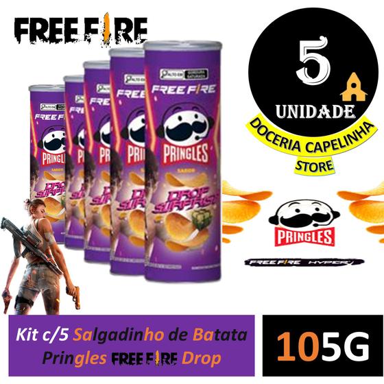 Kit c/5 Salgadinho de Batata Pringles Free Fire Drop 105g - Pringles ...