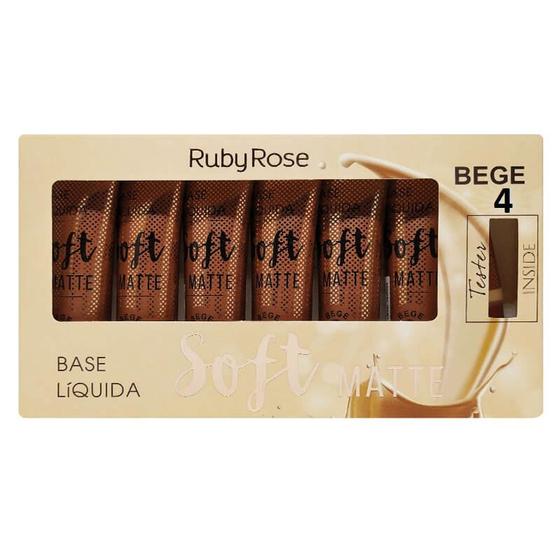Kit c/6 Base Líquida Soft Matte Bege 4 - Ruby Rose HB8050 - Base Facial - Magazine Luiza