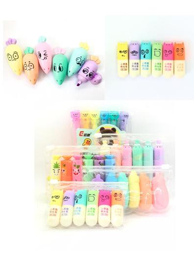Kit C/6 Mini Marca Texto Fofo Frutinha Formato De Bala - Yins papper ...