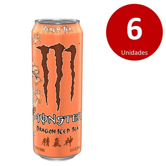 Kit c/6 Monster Energy 473ml - Dragon Ice Tea Peach - Bebida Energética ...