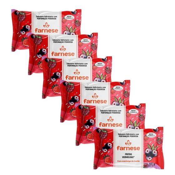 Kit c/ 6 Sabonetes em Barra Frutas Vermelhas Farnese 85g - Sabonete ...